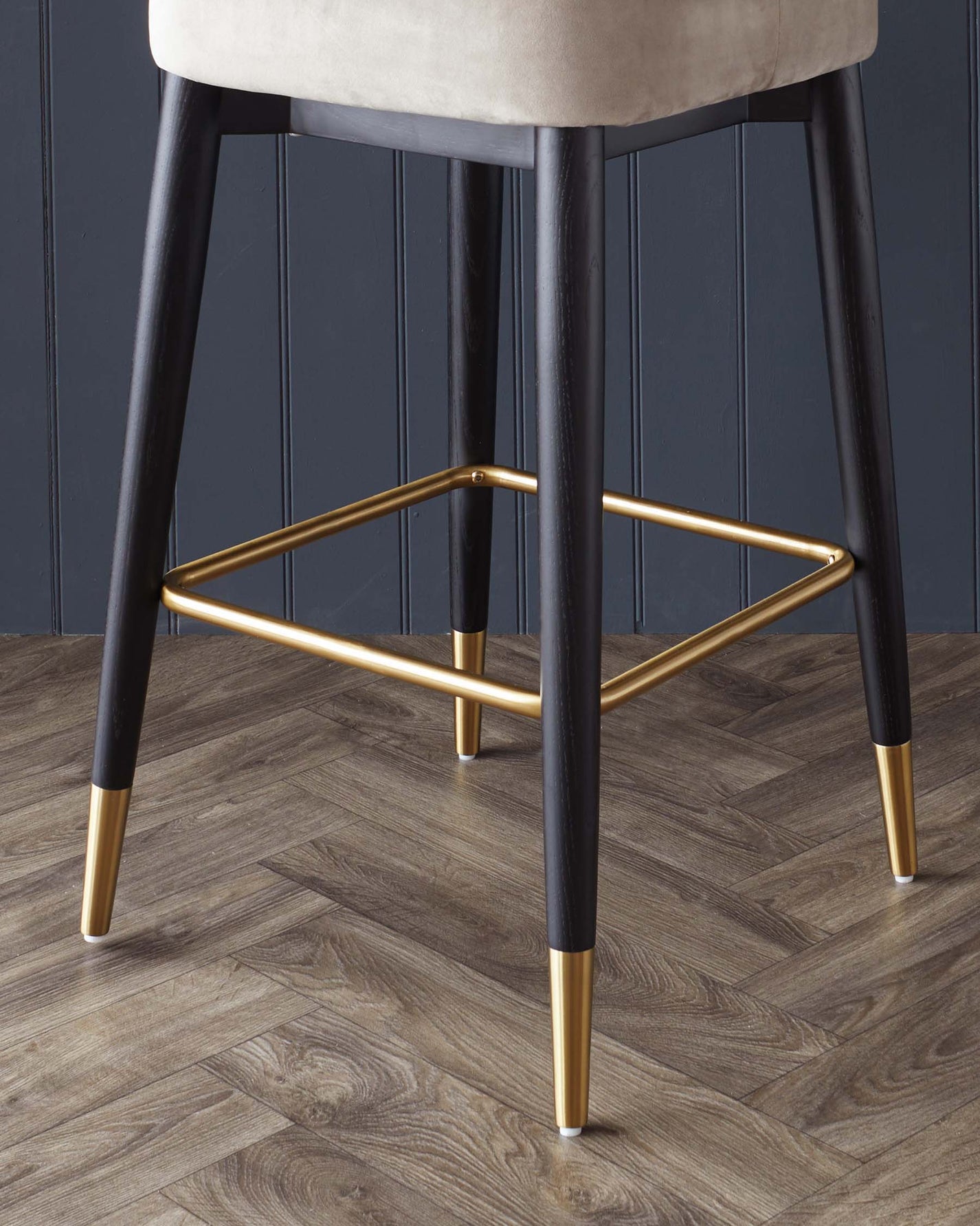 Clover Champagne Velvet Backless Bar Stool by Danetti