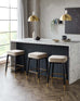 Clover Champagne Velvet Backless Bar Stool by Danetti
