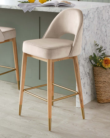 Clover Dark Grey Velvet Bar Stool | Mid-century Bar Stools – Danetti