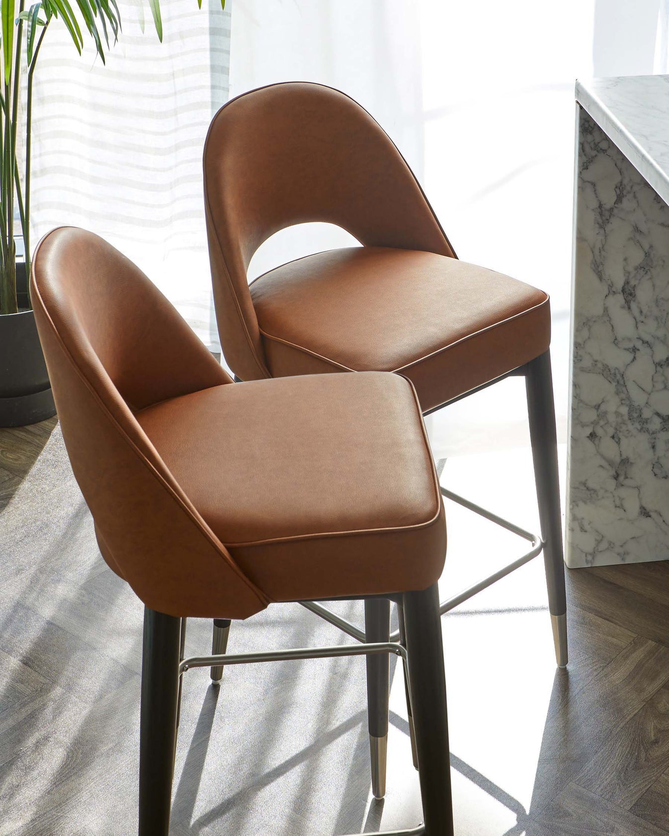 Clover Tan Faux Leather Bar Stool by Danetti