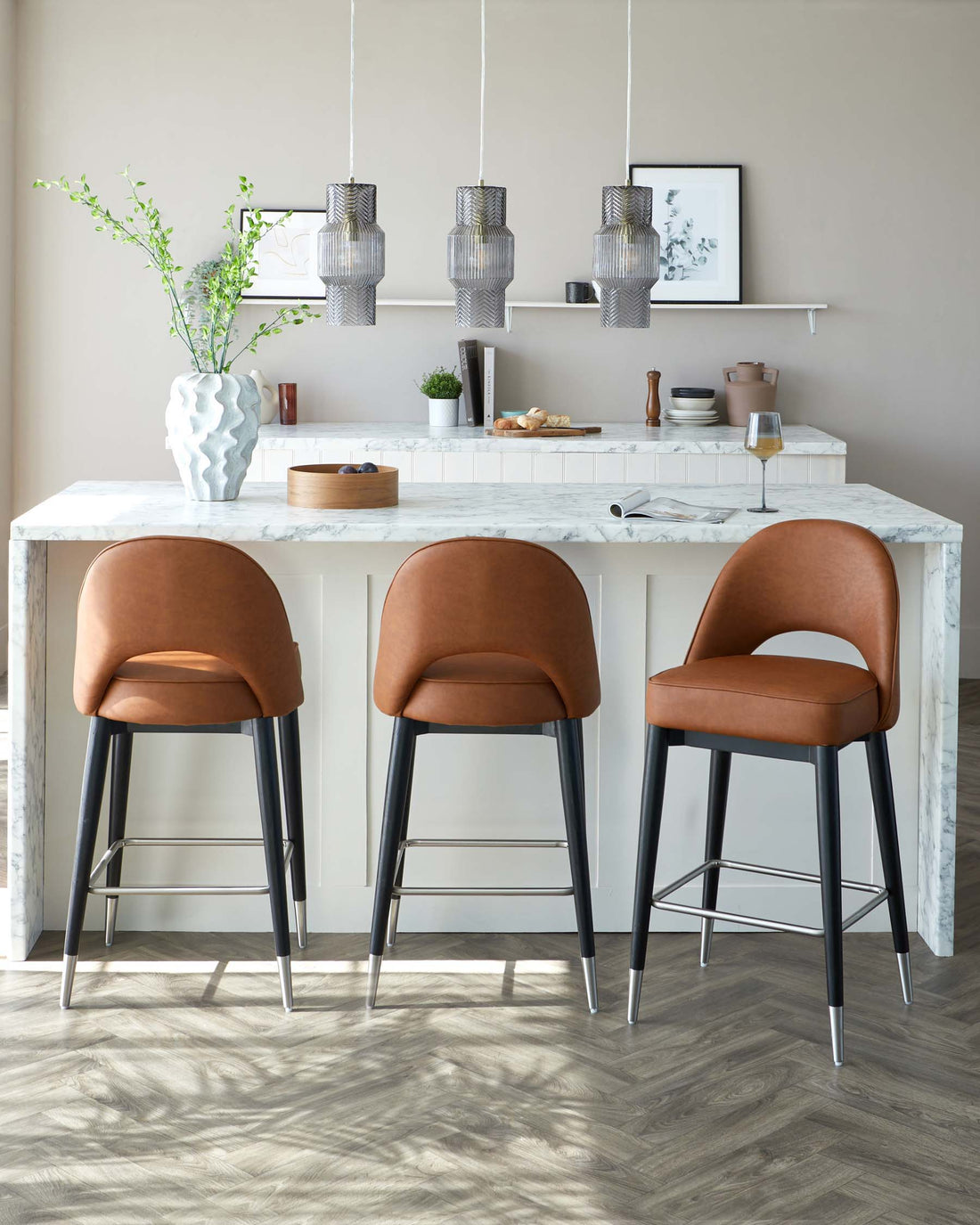 Clover Tan Faux Leather Bar Stool by Danetti