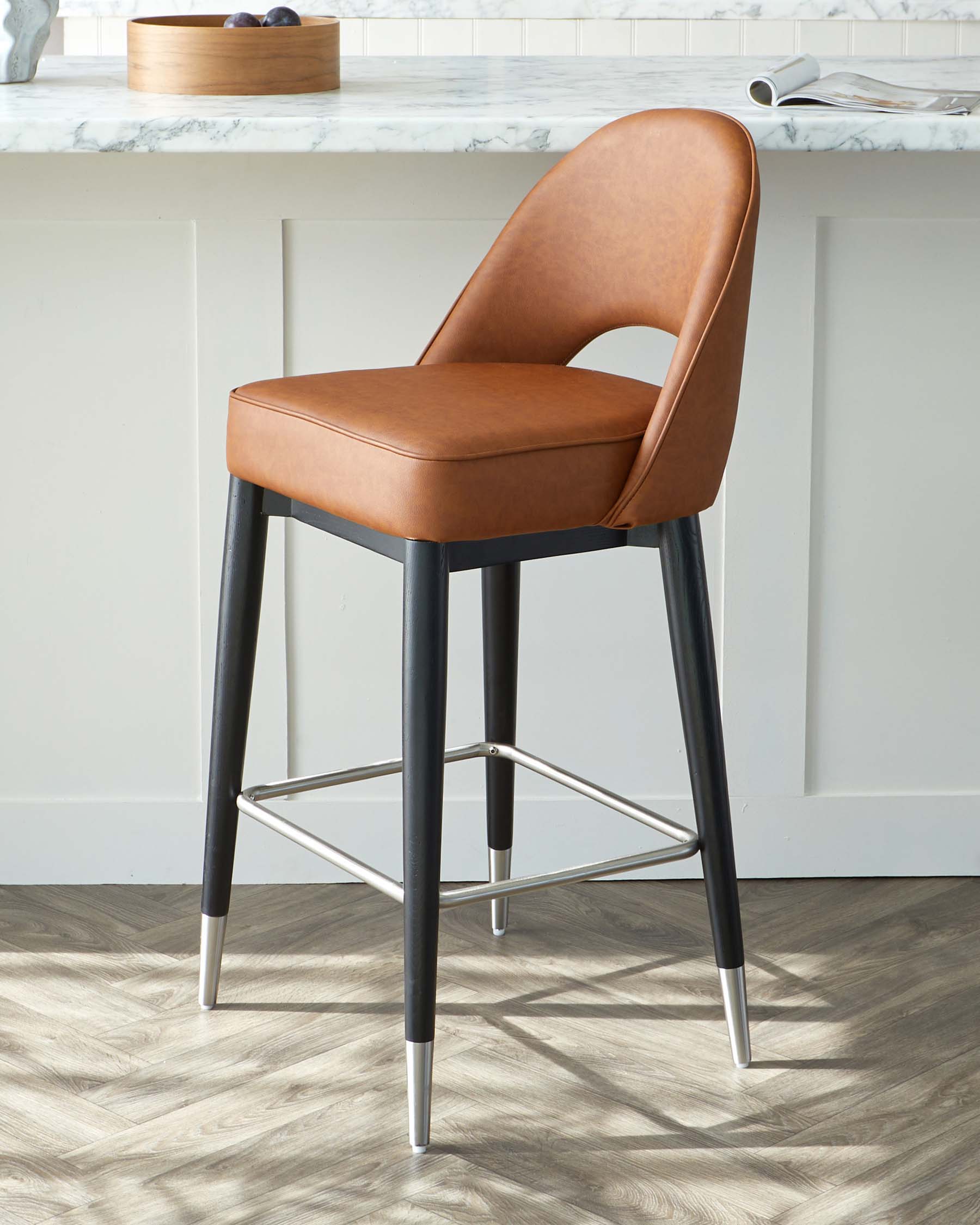Clover Tan Faux Leather Bar Stool by Danetti