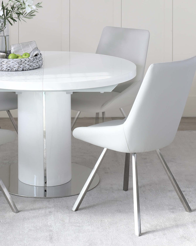 Round Gloss Extending White Dining Table by Danetti