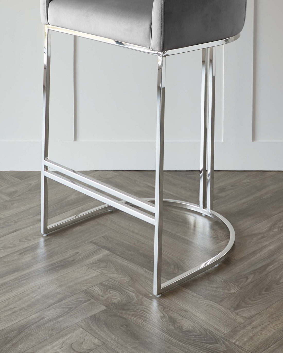 Dakota Dark Grey Statement Velvet Bar Stool by Danetti