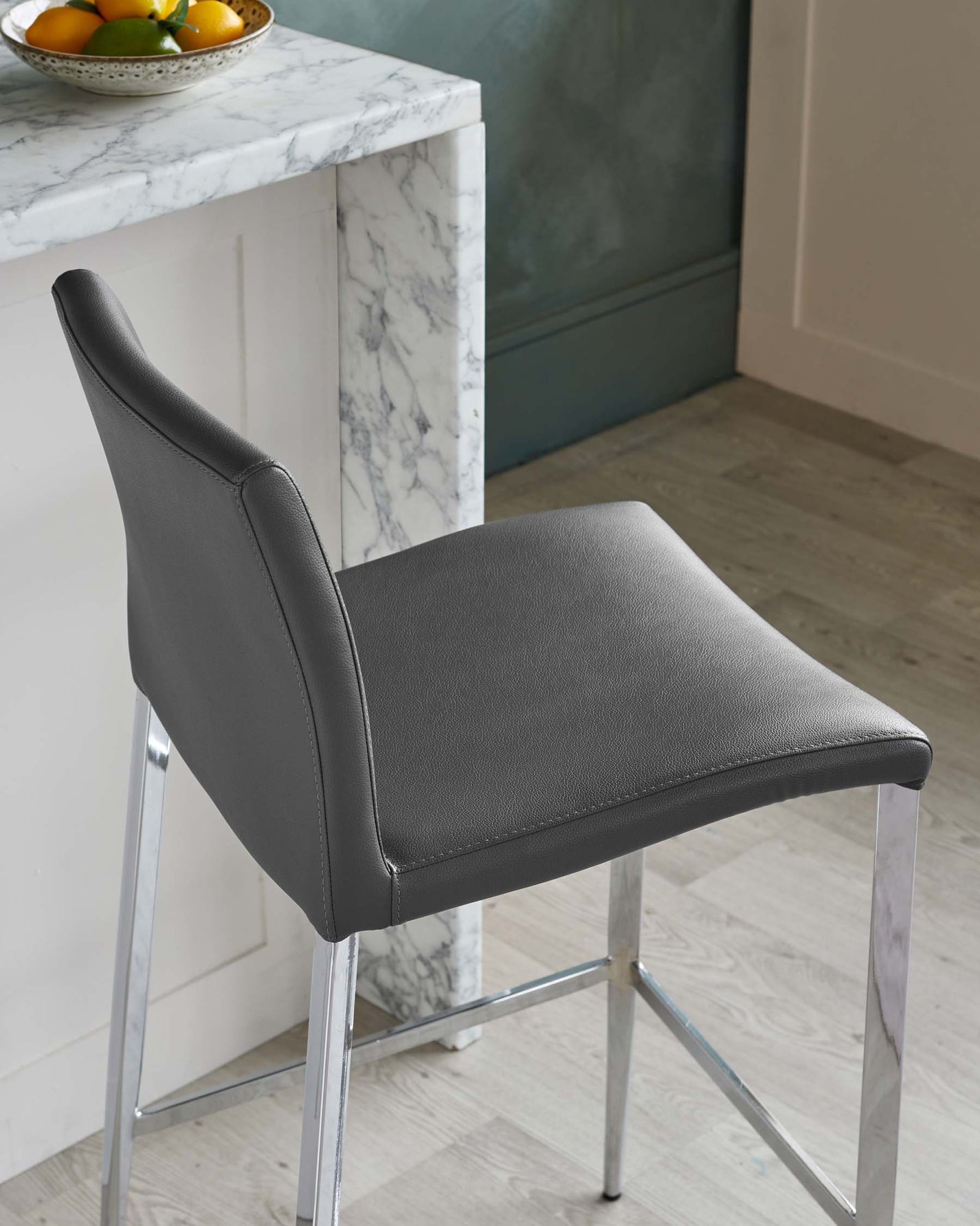 Elise Dark Grey Faux Leather Bar Stool – Danetti