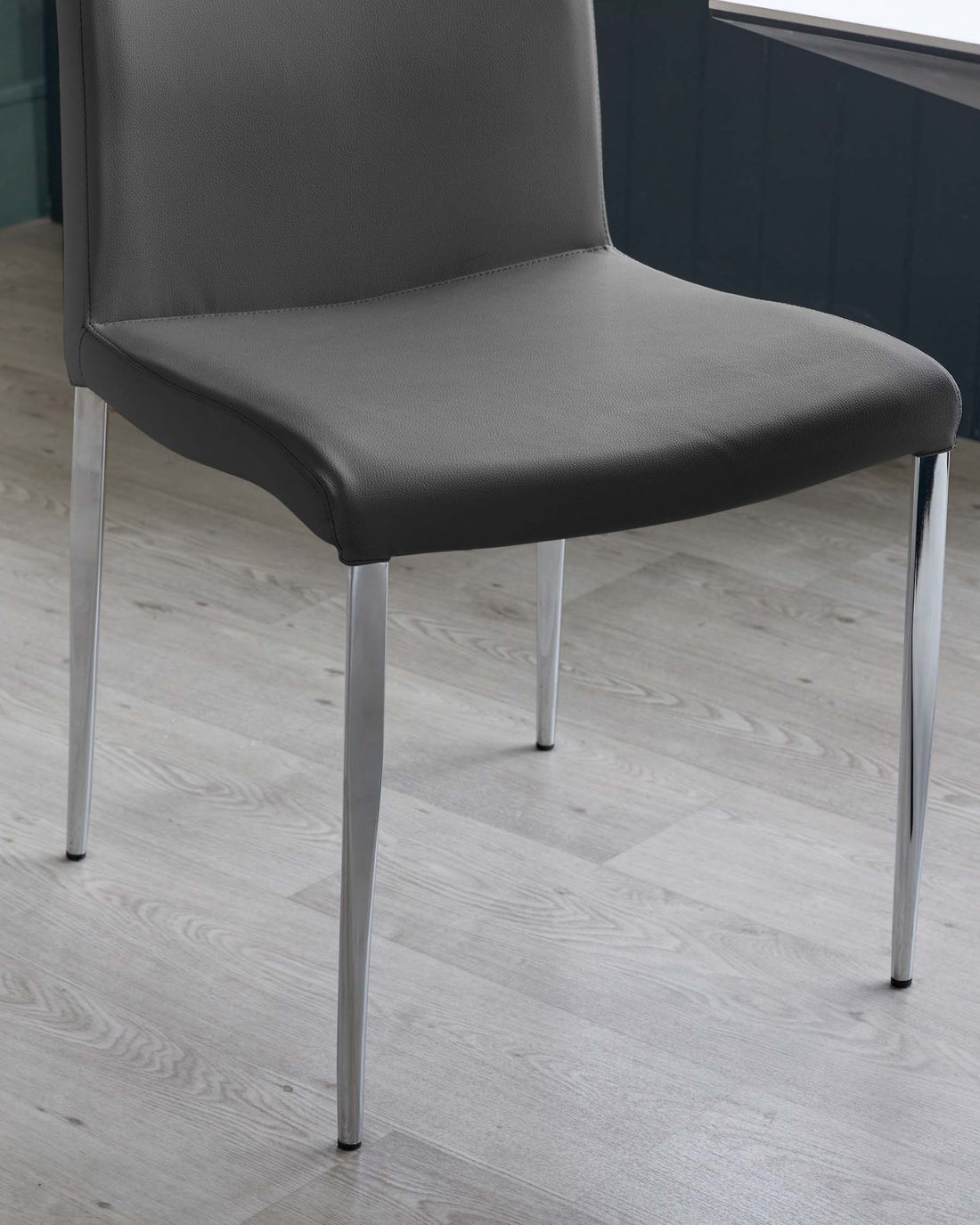 Elise Dark Grey Faux And Chrome Leather Dining Chair – Danetti