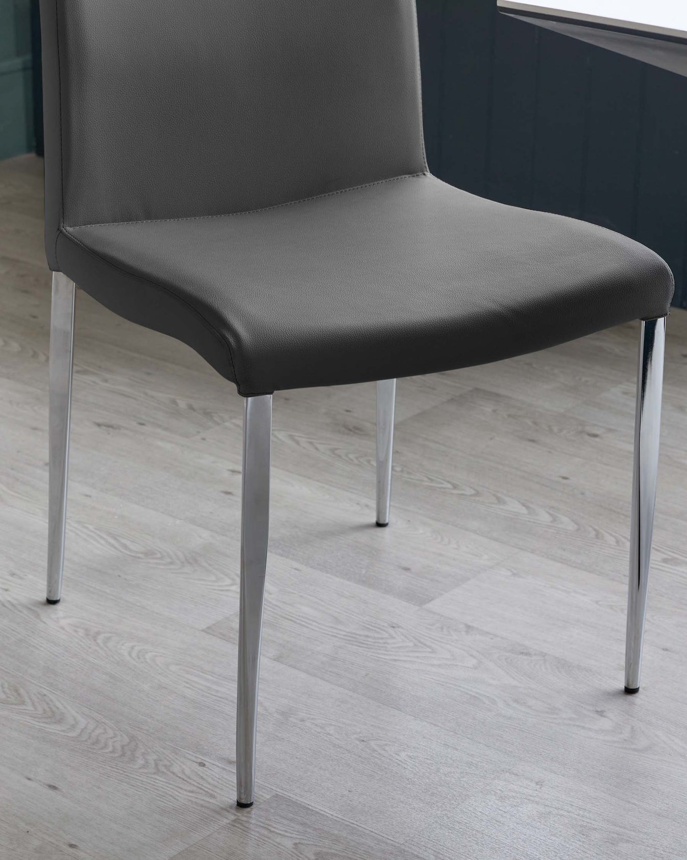 Elise Dark Grey Faux And Chrome Leather Dining Chair – Danetti
