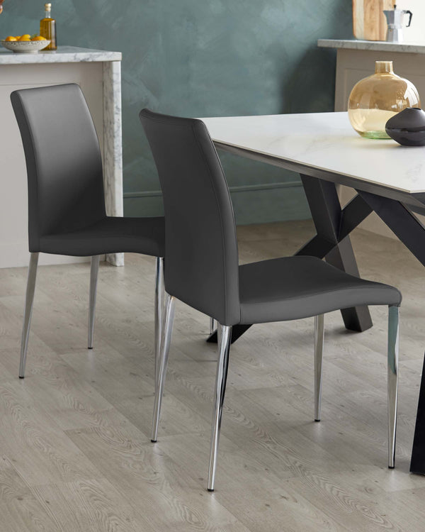 Elise Dark Grey Faux And Chrome Leather Dining Chair – Danetti