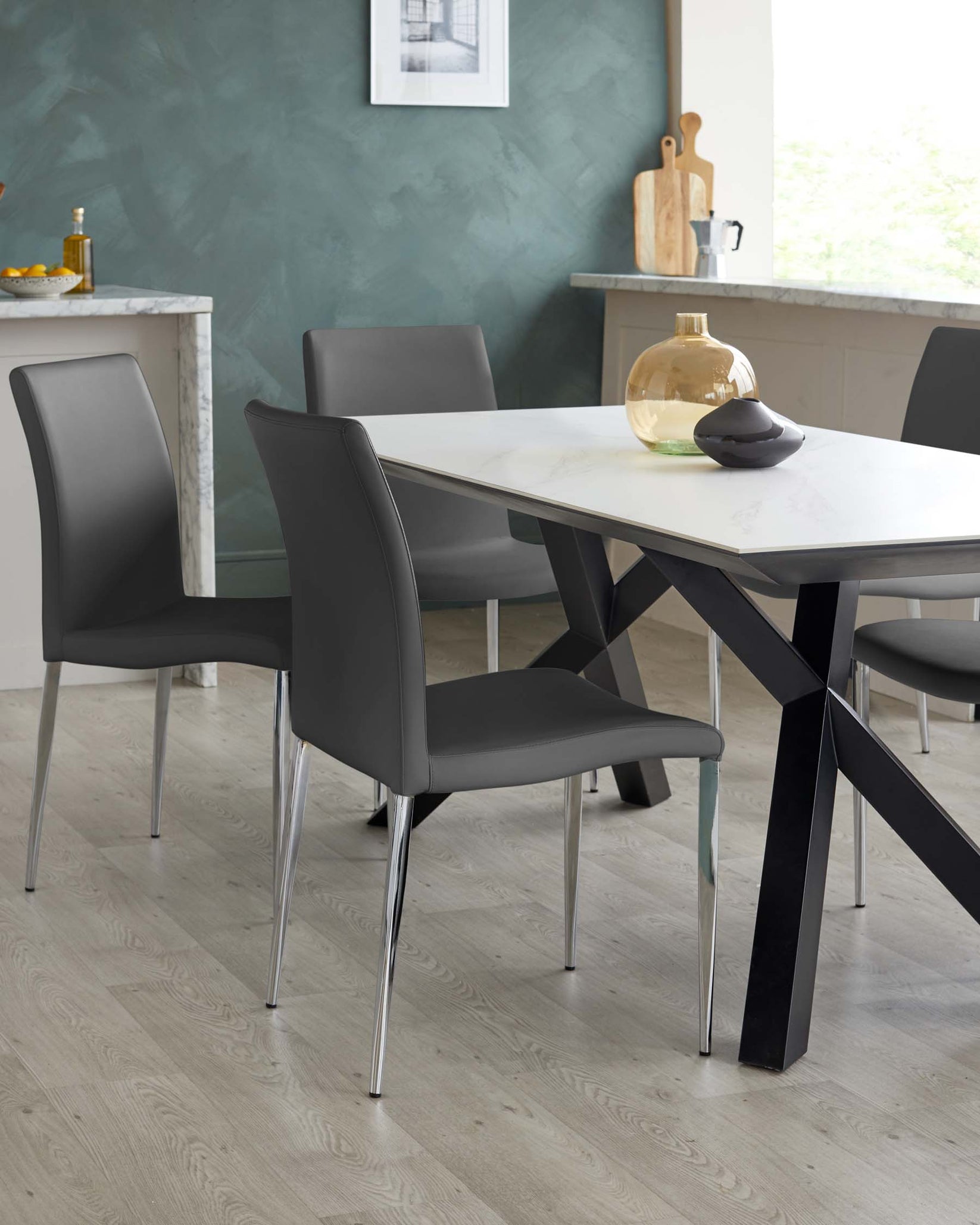 Elise Dark Grey Faux And Chrome Leather Dining Chair – Danetti