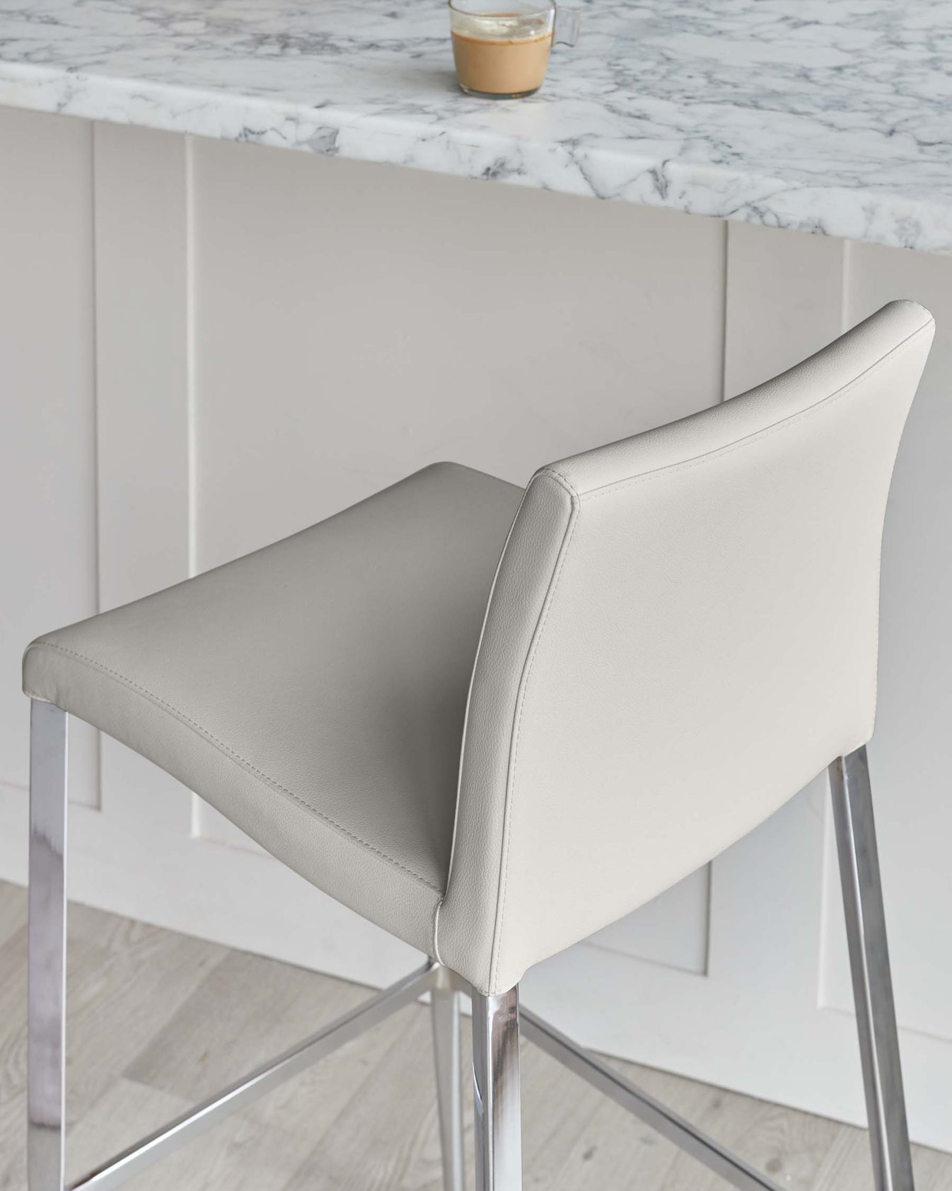 Elise Light Grey Faux Leather Bar Stool – Danetti