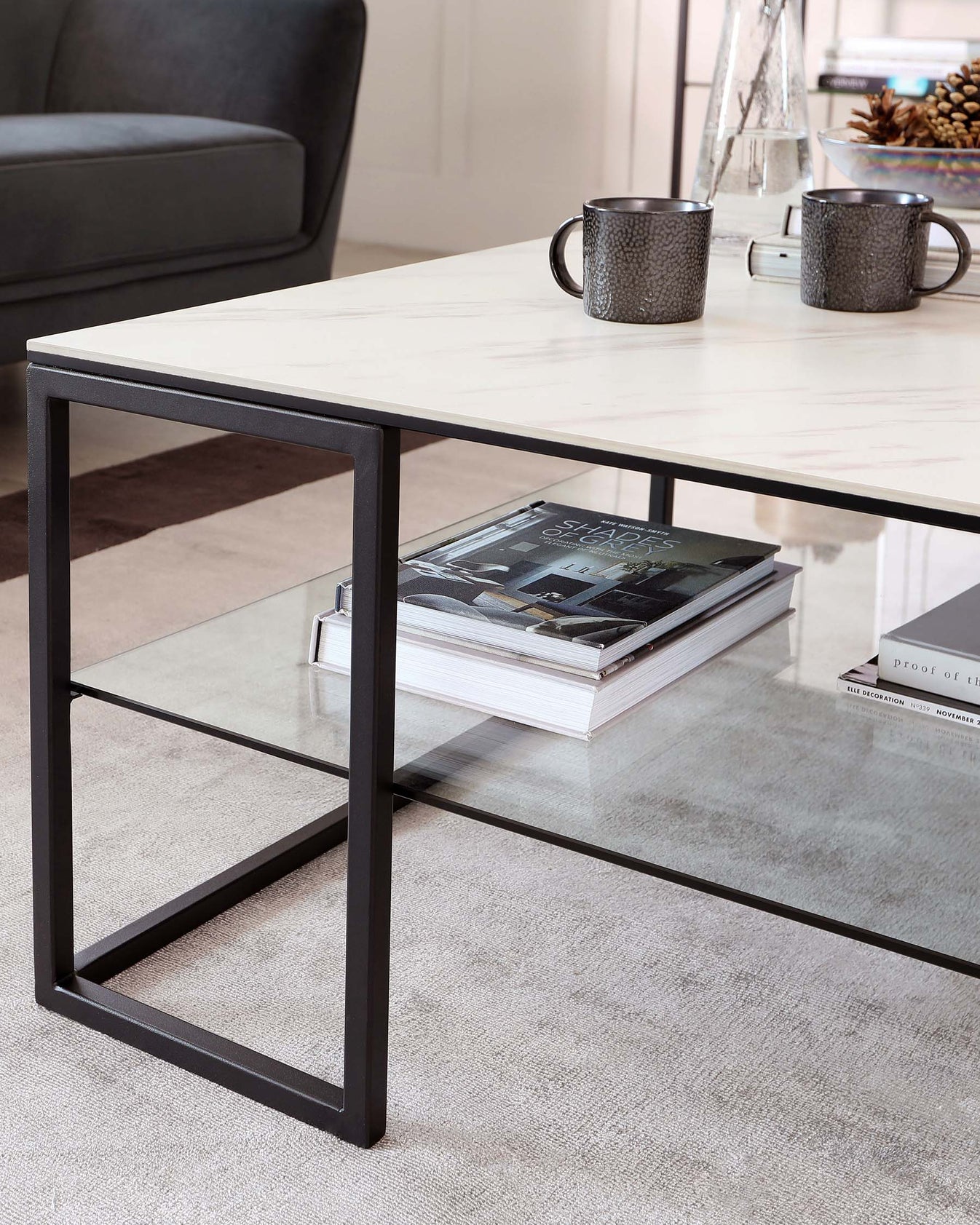 Georgia White Ceramic Marble Coffee Table | Danetti