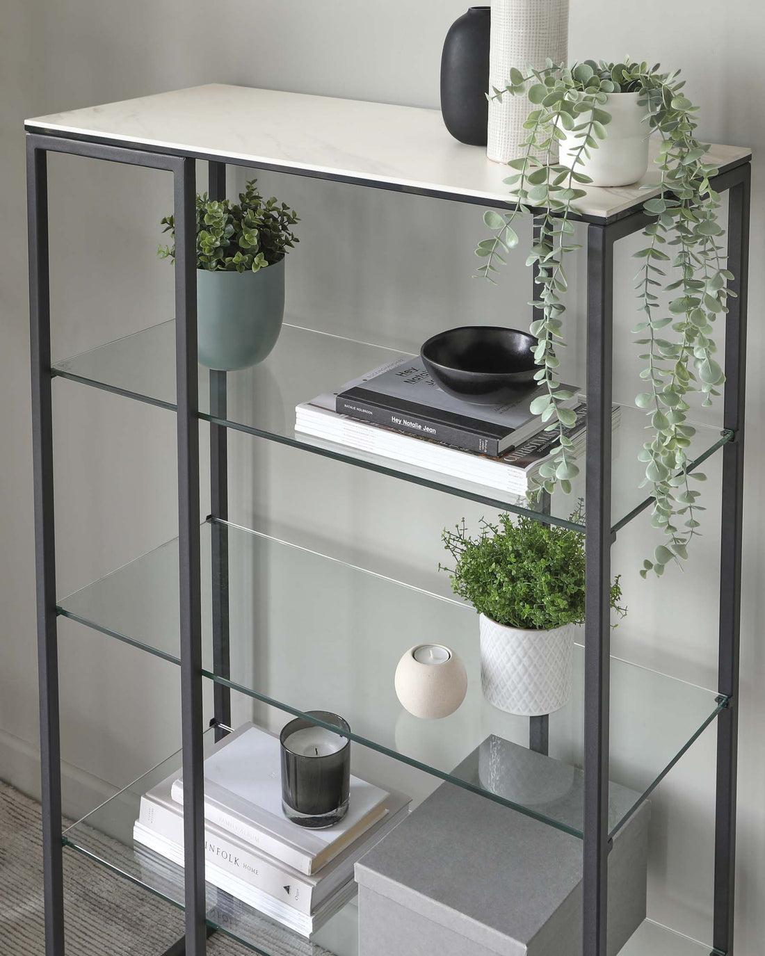 Georgia Black Metal Frame Shelving Unit by Danetti