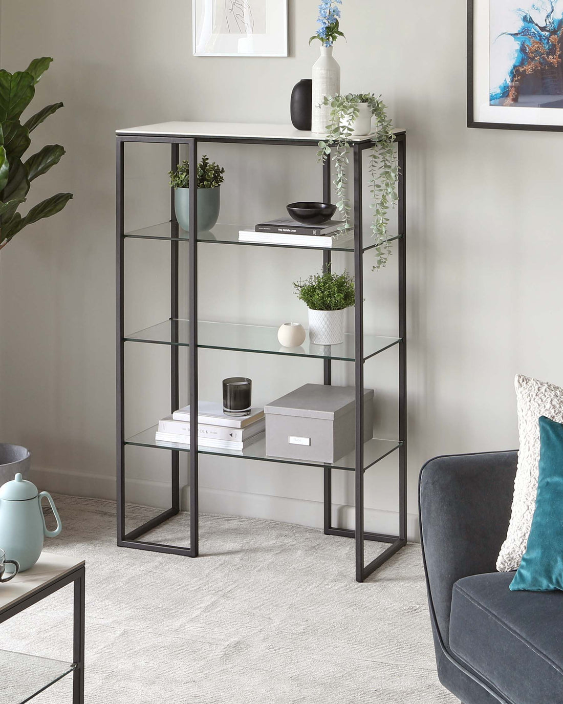 Georgia Black Metal Frame Shelving Unit by Danetti
