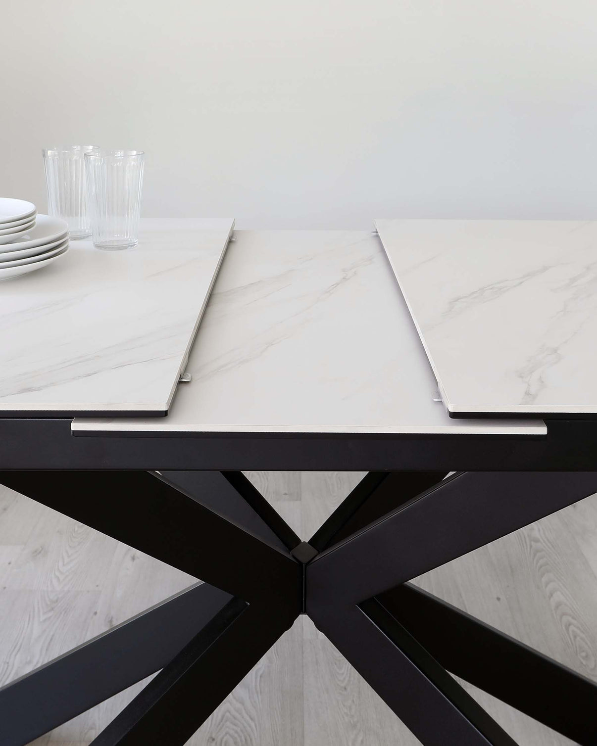Hayden White Ceramic Marble Extending Dining Table | Danetti
