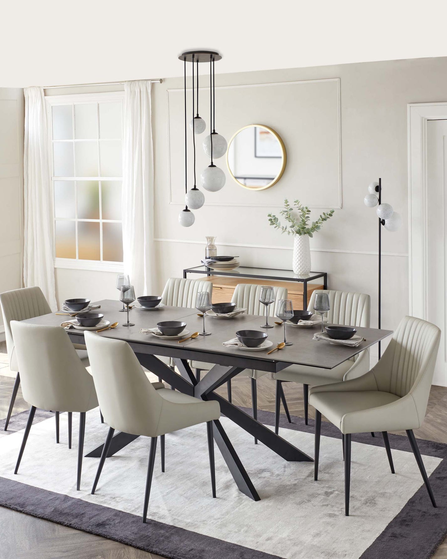 Hayden Light Grey Ceramic Extending 6 to 8 Seater Dining Table by Danetti