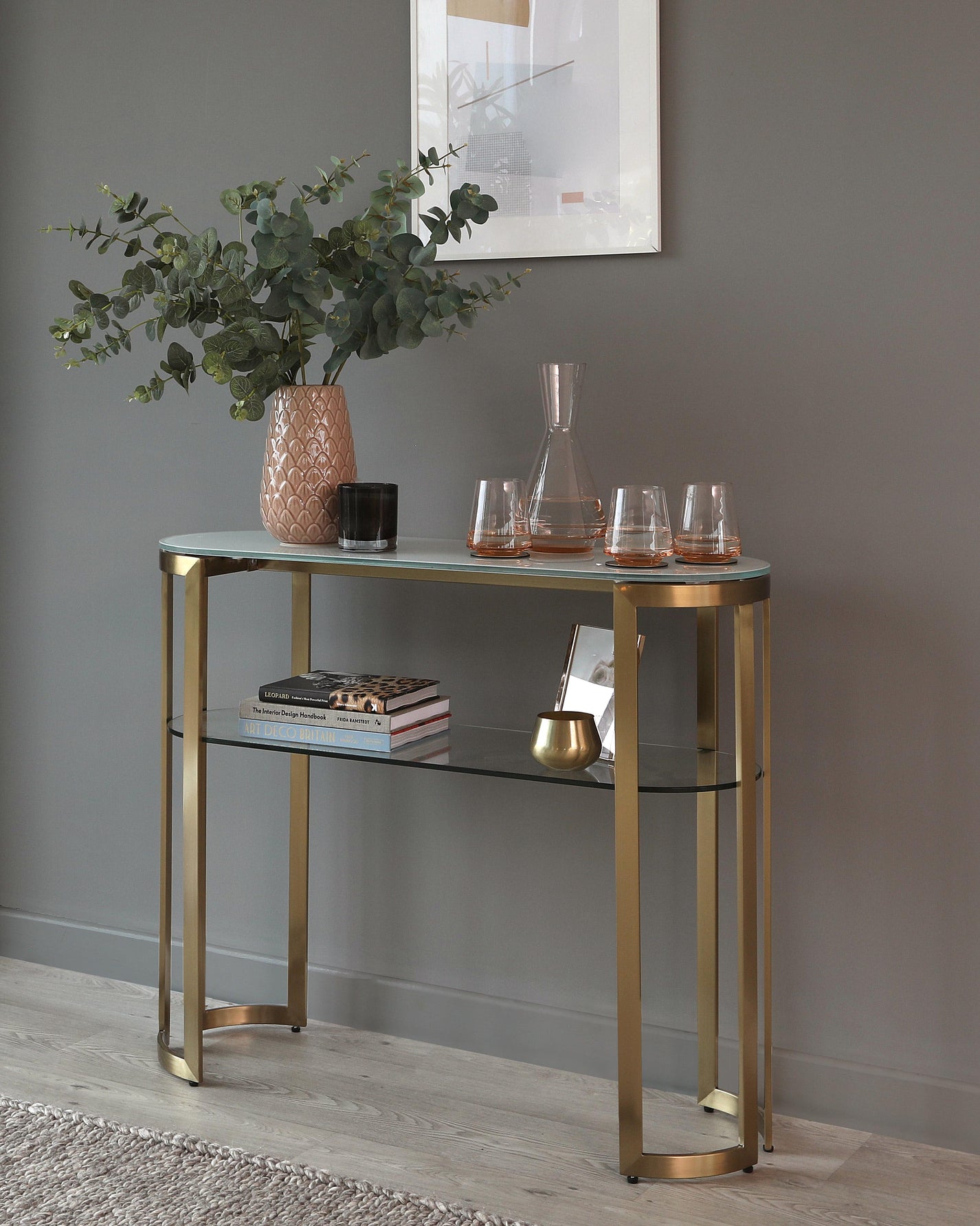 Isla Glass & Brass Console Table | Living Room | Danetti