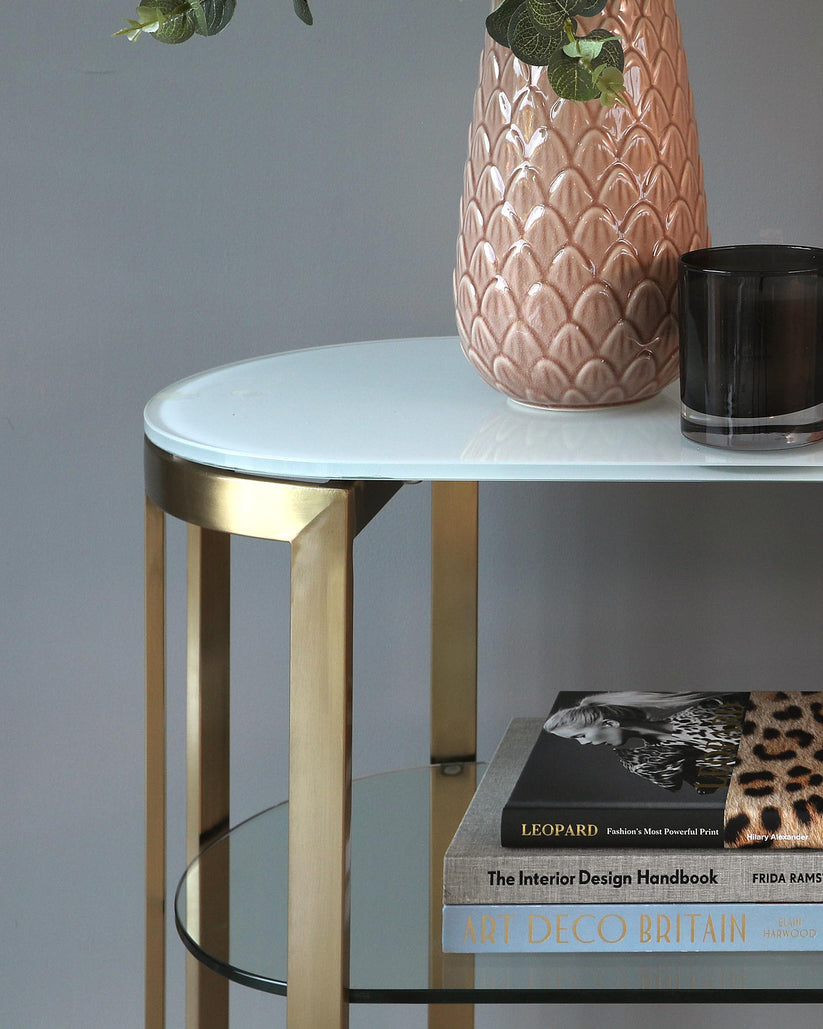 Isla Glass & Brass Console Table | Living Room | Danetti