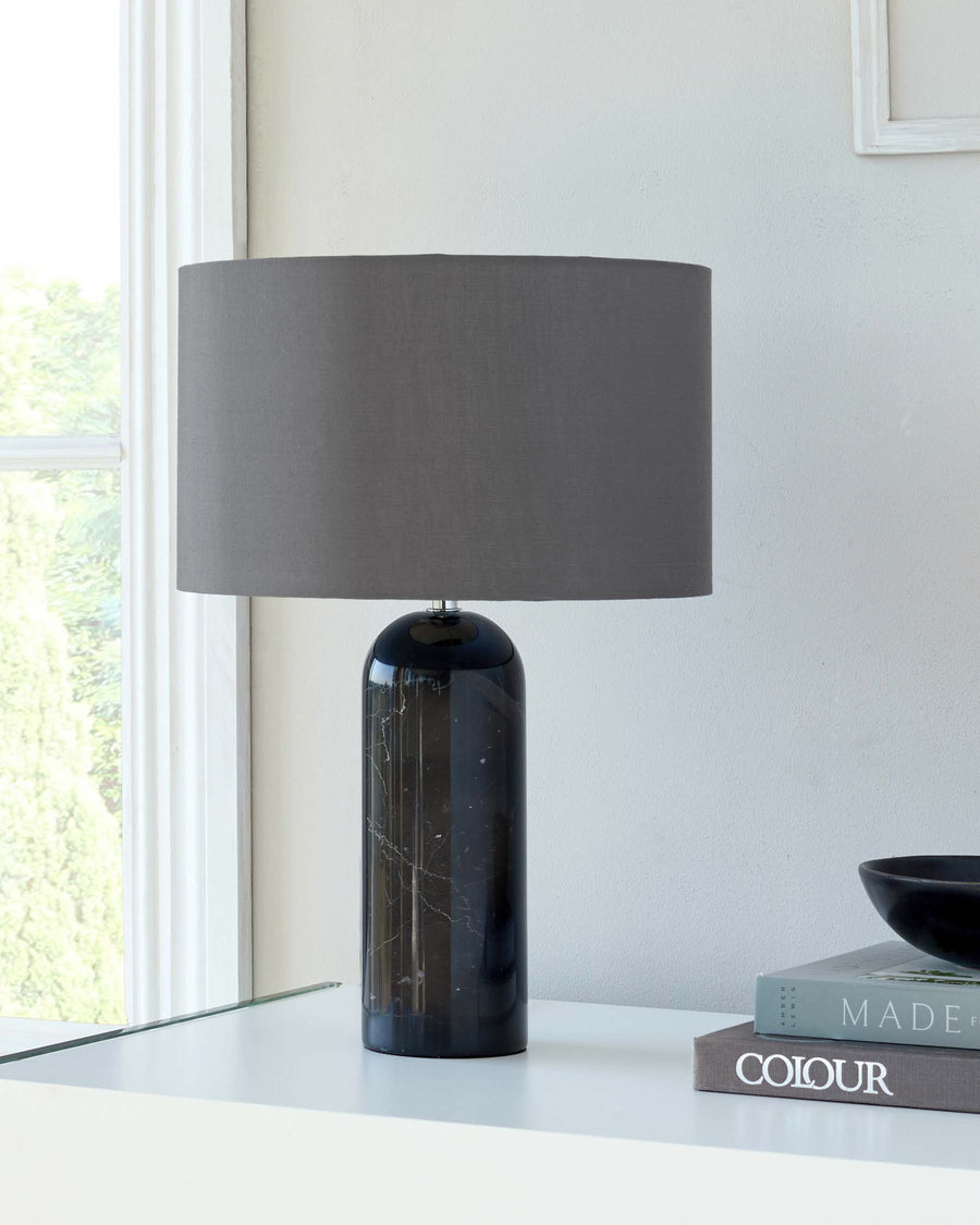 Louis Black Marble Shaded Table Lamp by Danetti