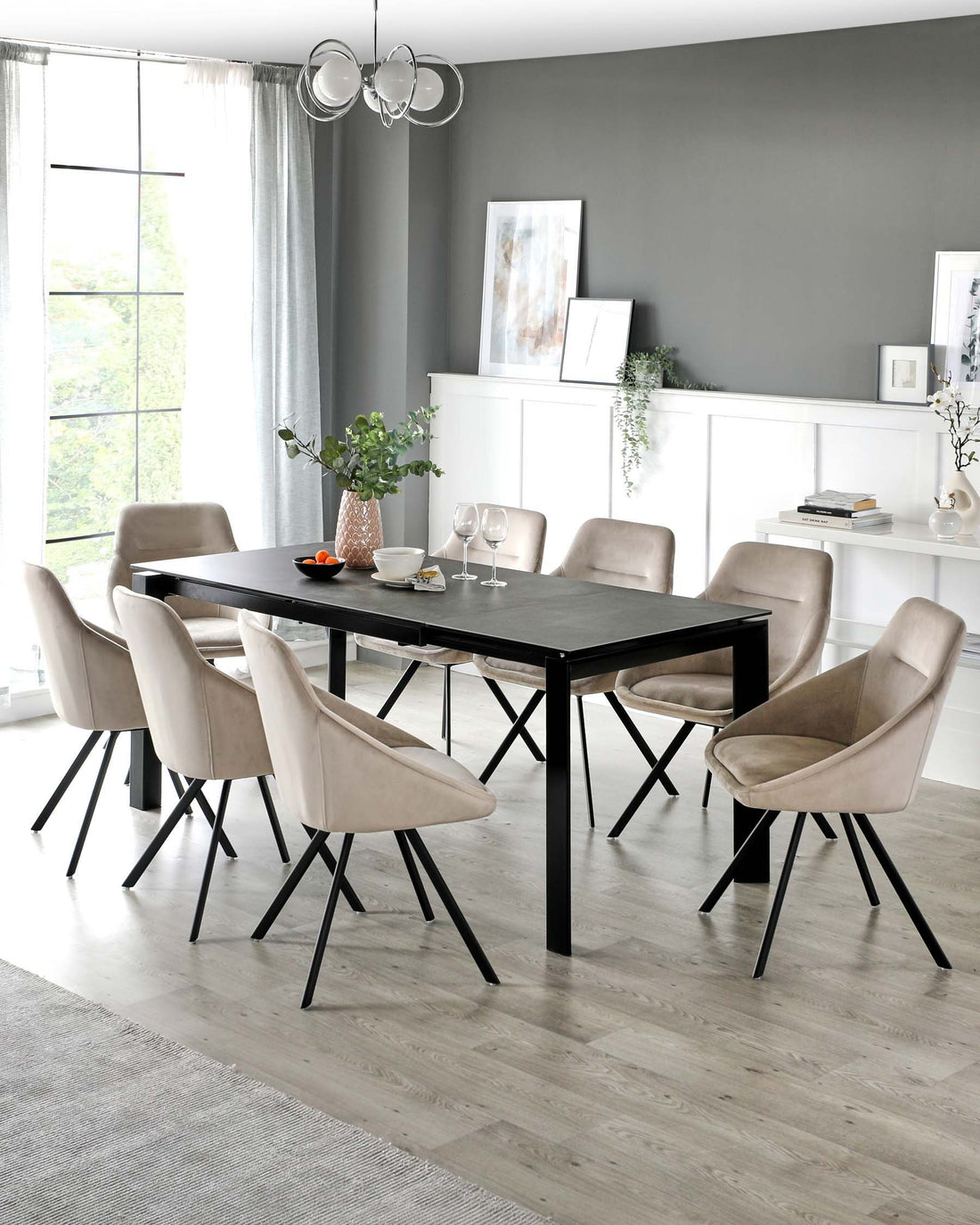 Louis Dark Grey Ceramic Extending Dining Table | Danetti