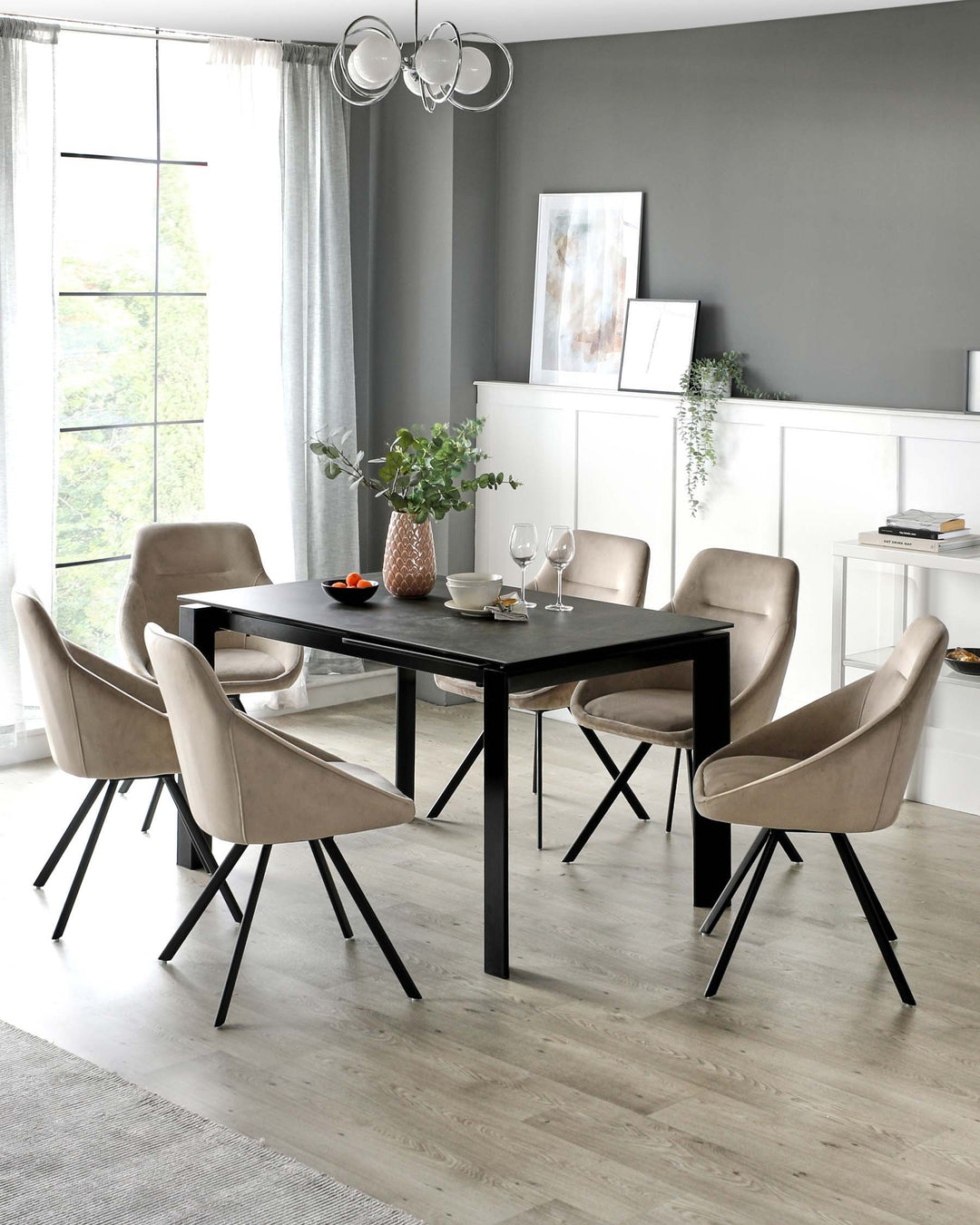 Louis Dark Grey Ceramic Extending Dining Table | Danetti