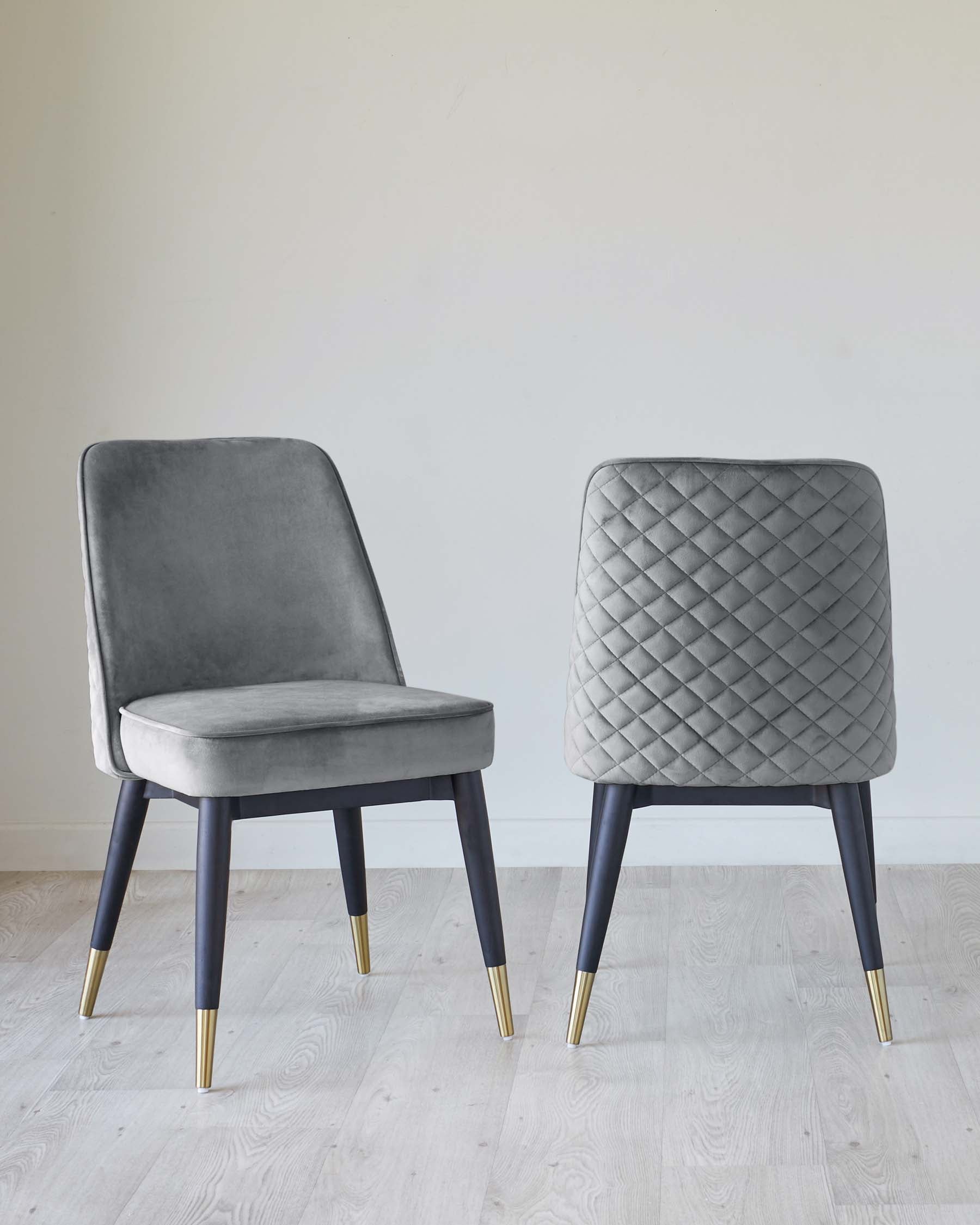 Mae Quilted Velvet Dining Chair in Dark Grey by Danetti