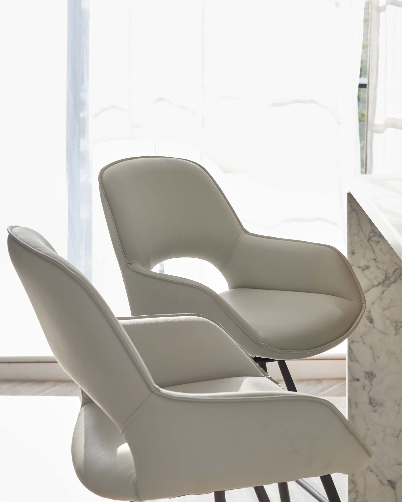 Marlow Light Grey Faux Leather Swivel Bar Stools by Danetti