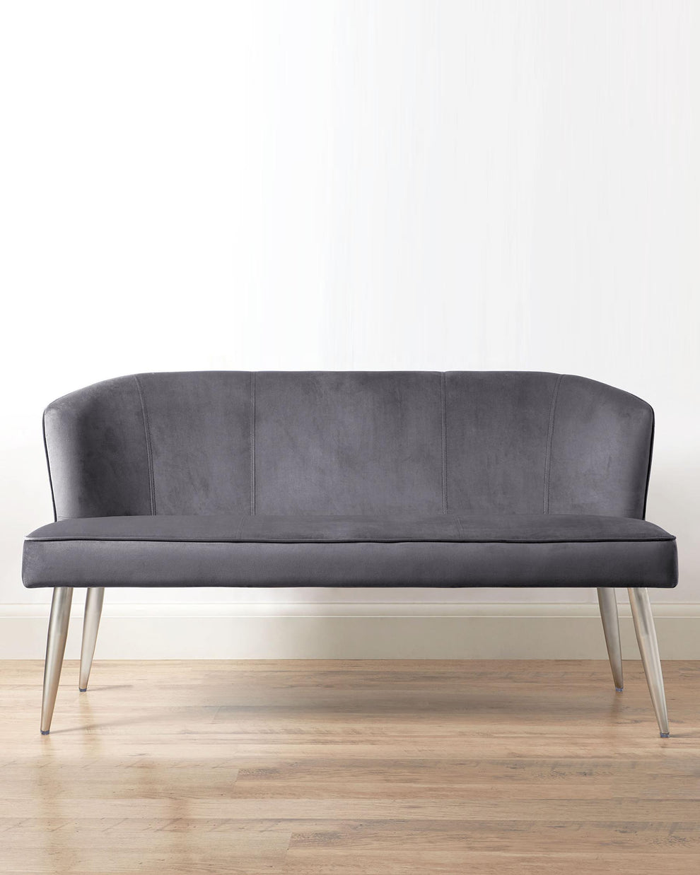 Mellow 3 Seater Dark Grey Velvet Bench with Backrest | Danetti
