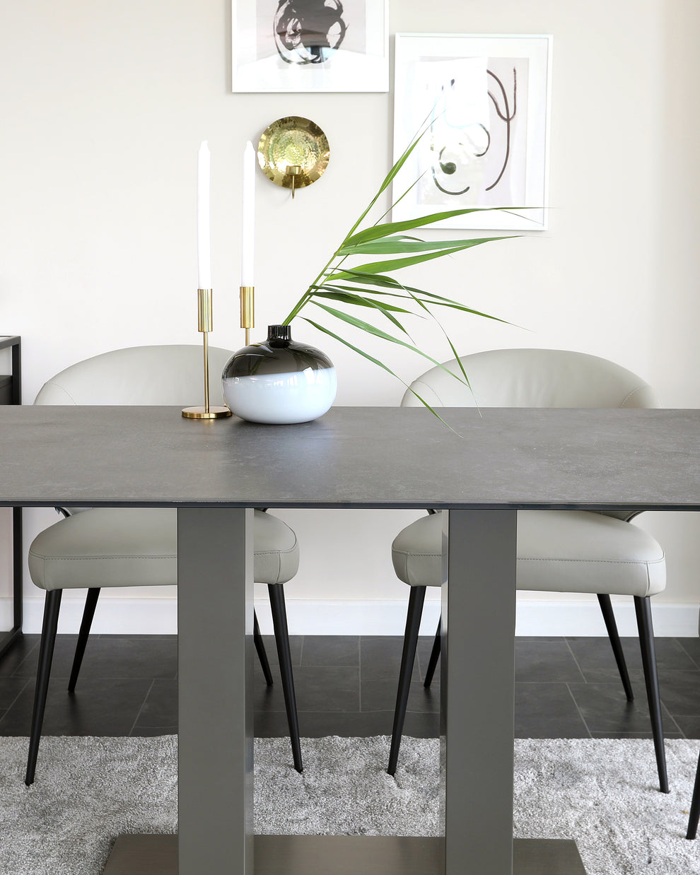 Landon Grey Leather Dining Chair Real Leather Danetti