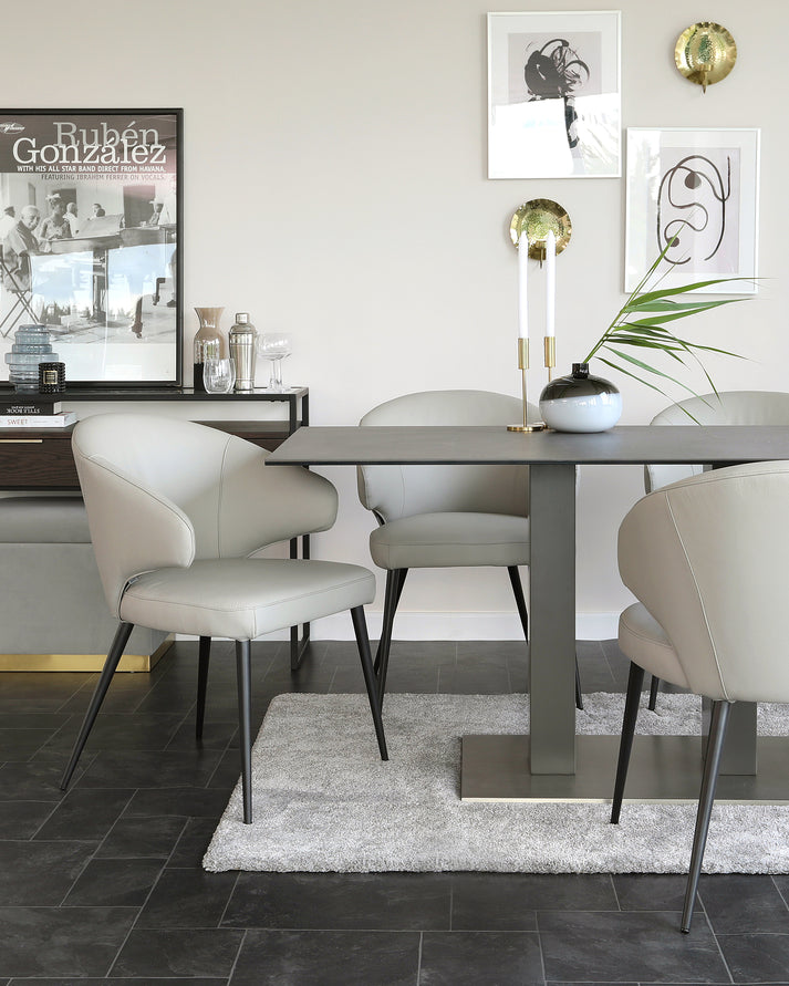 Landon Grey Leather Dining Chair Real Leather Danetti