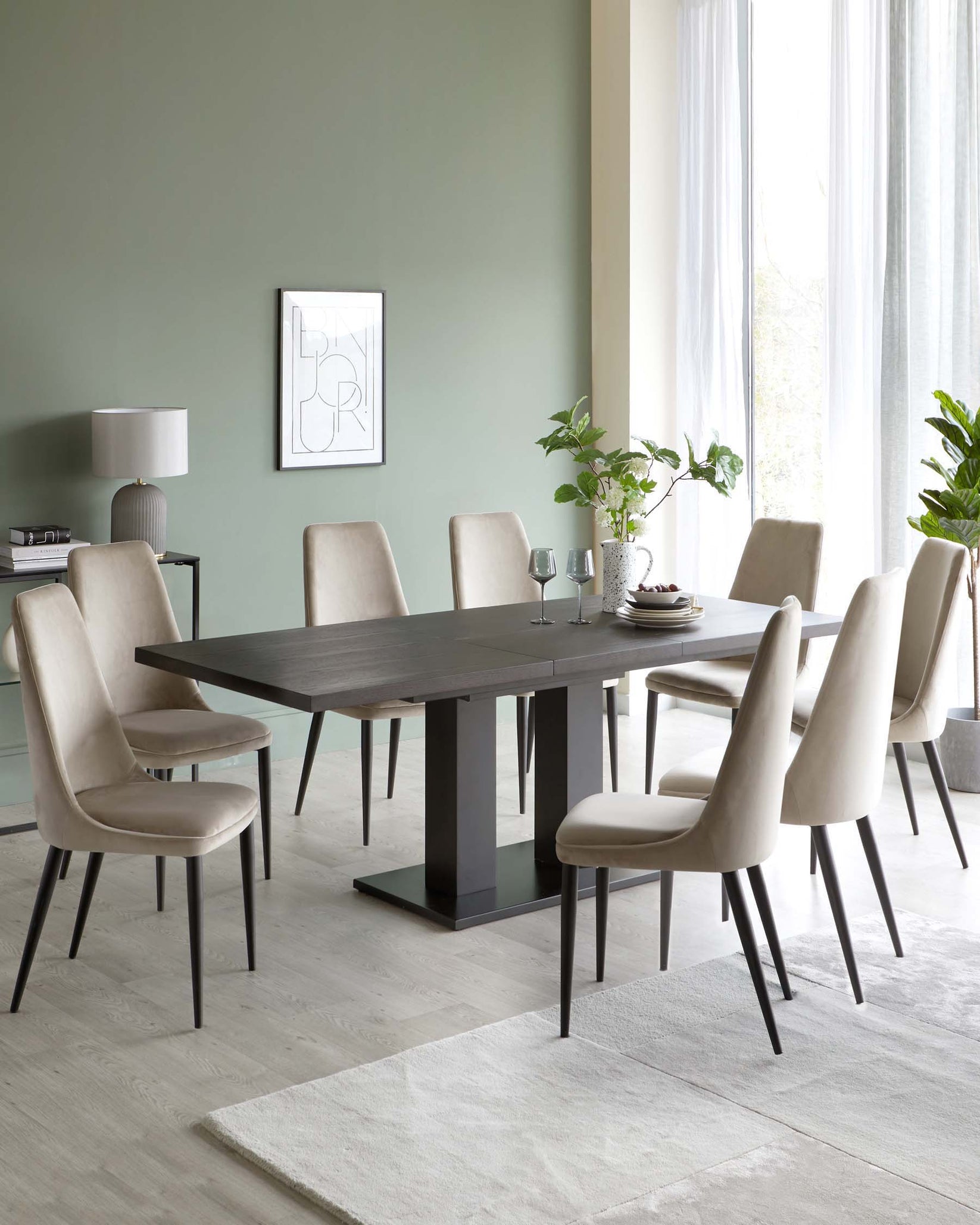 Morgan 6 to 8 Seat Extending Dark Oak Dining Table | Danetti
