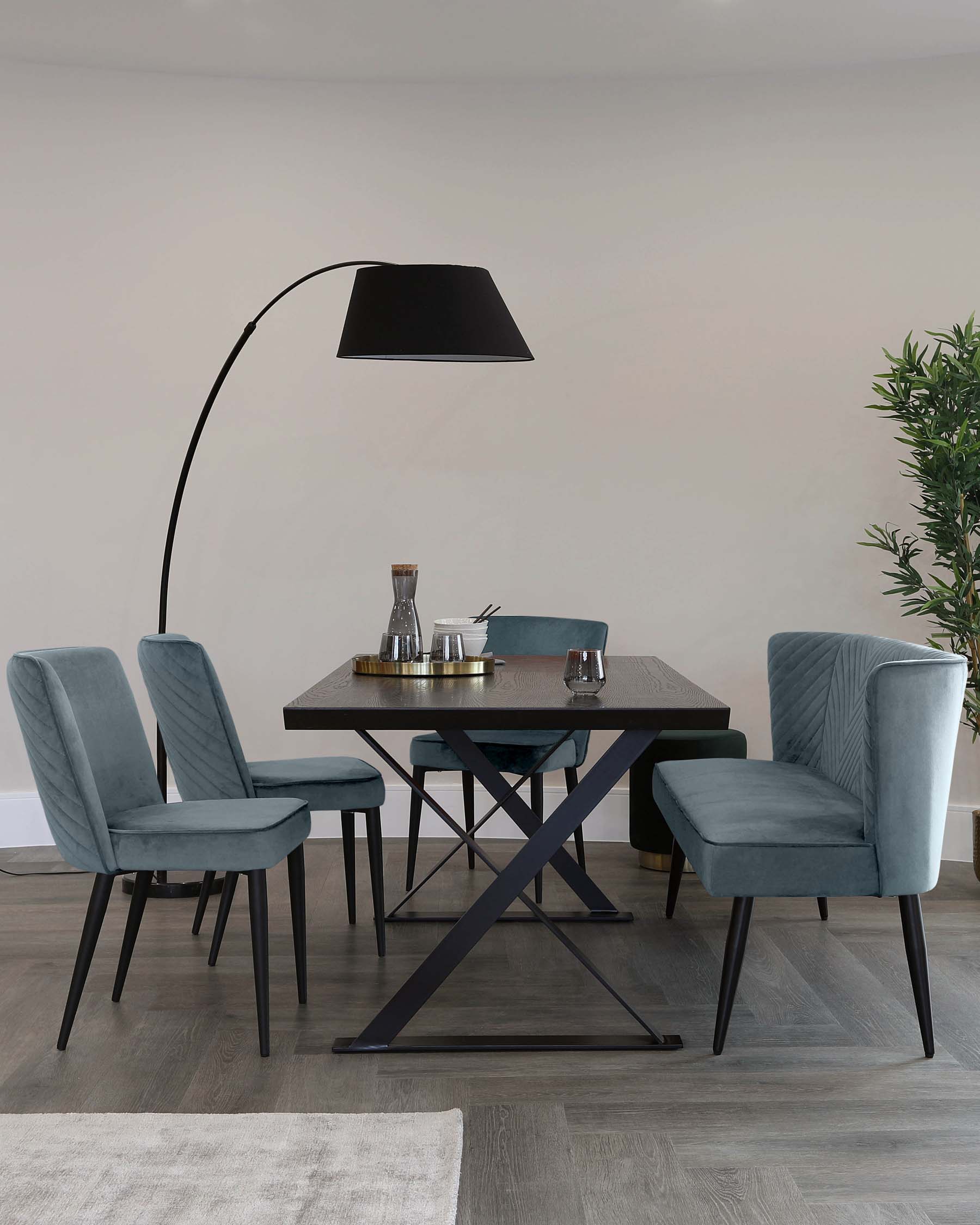 Serena Blue Grey Velvet Dining Chair by Danetti