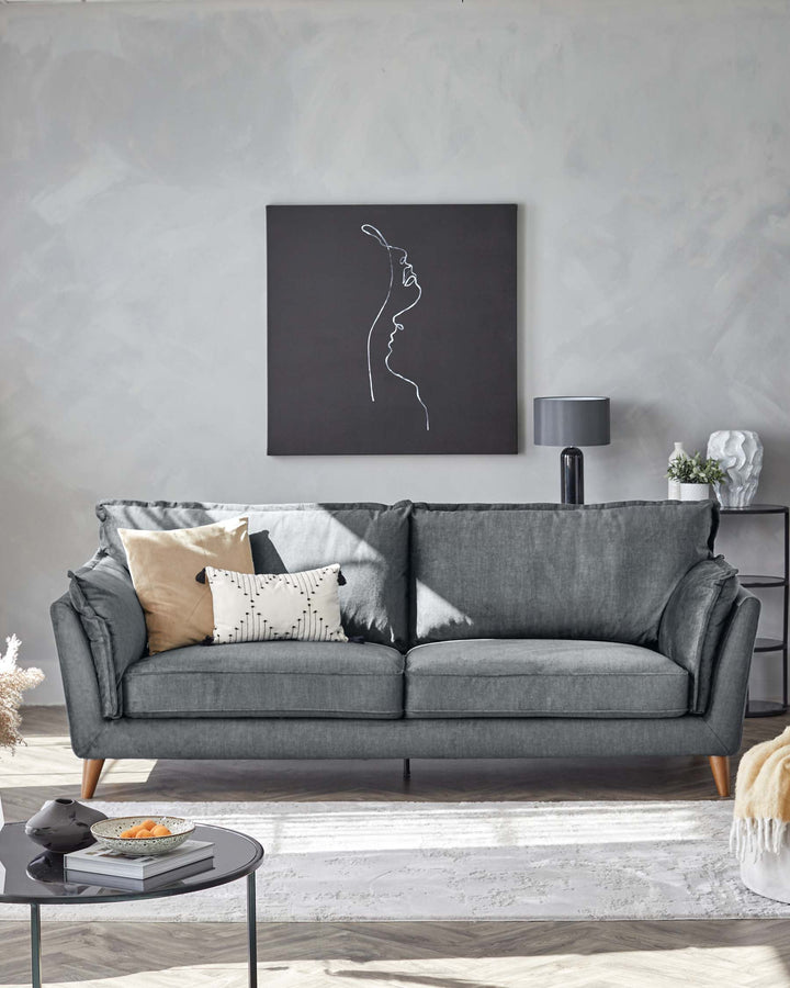 Otto Light Grey Chenille 3 Seater Sofa by Danetti