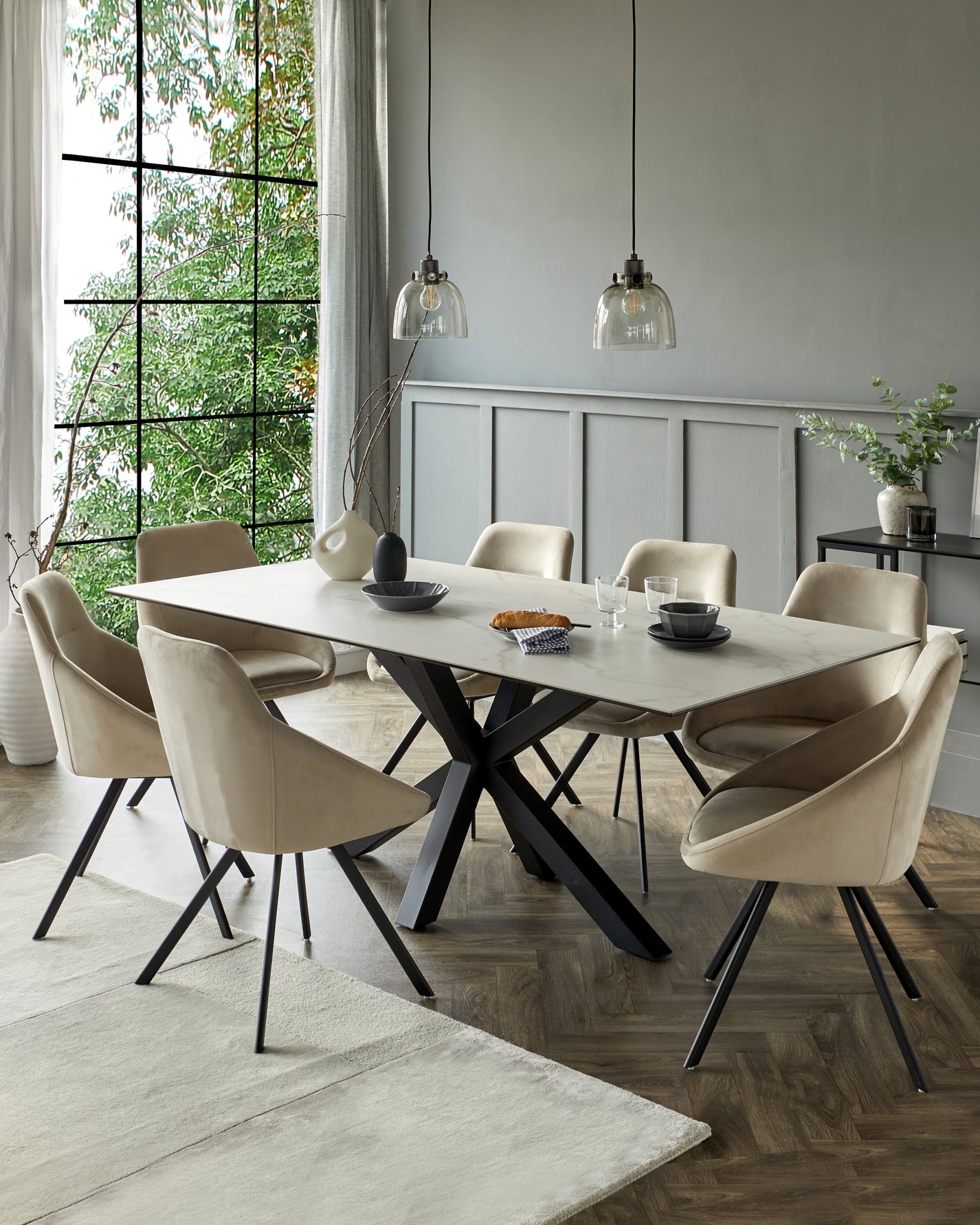 Riley White Marble Ceramic 8 seater dining table by Danetti