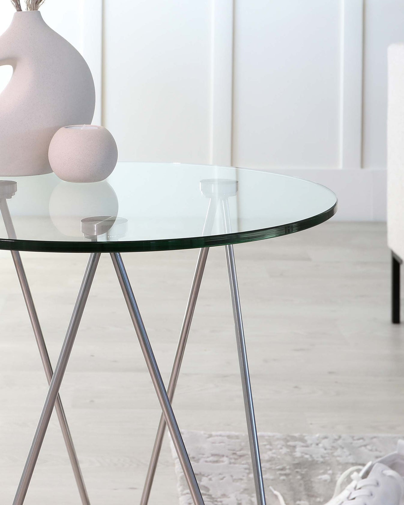 Ripple Glass Side Table With Stainless Steel Legs | Danetti