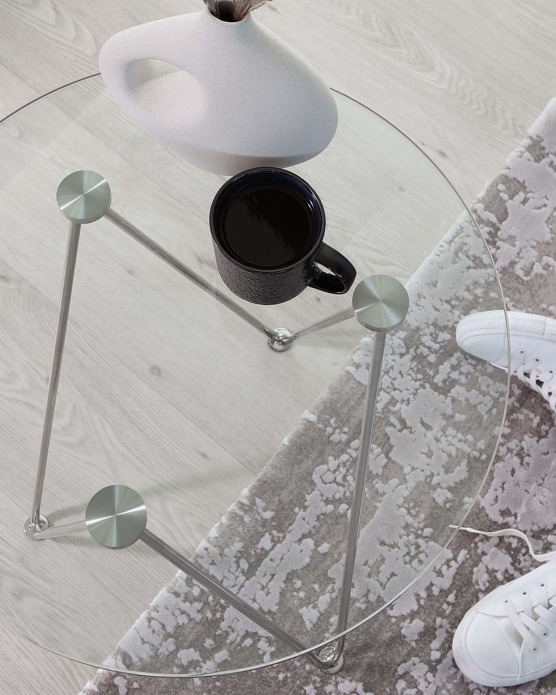 Ripple Glass Side Table With Stainless Steel Legs | Danetti