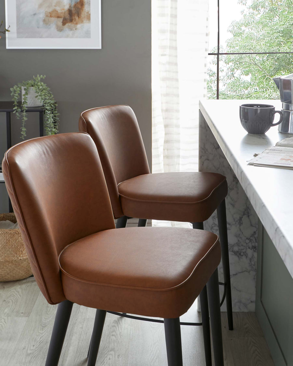 Serena Tan Faux Leather Bar Stool by Danetti