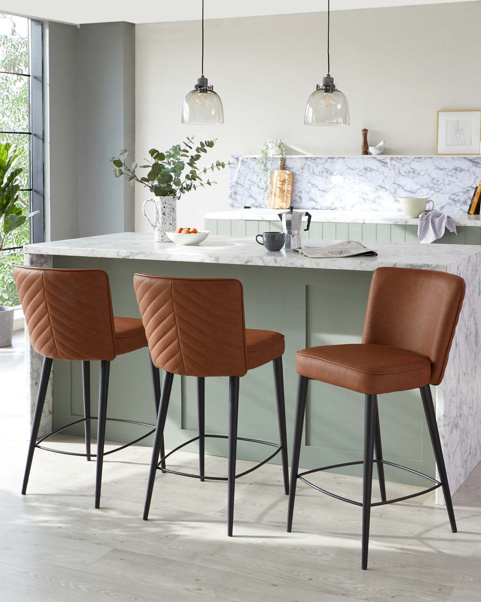 Serena Tan Faux Leather Bar Stool by Danetti