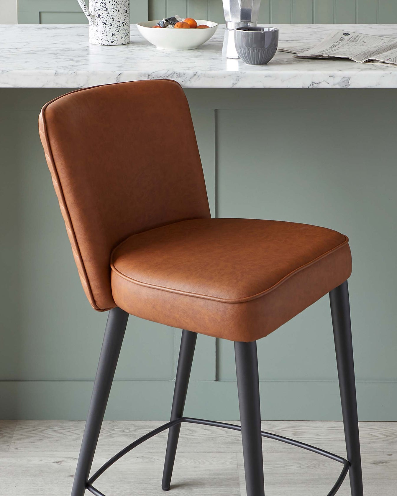 Serena Tan Faux Leather Bar Stool by Danetti