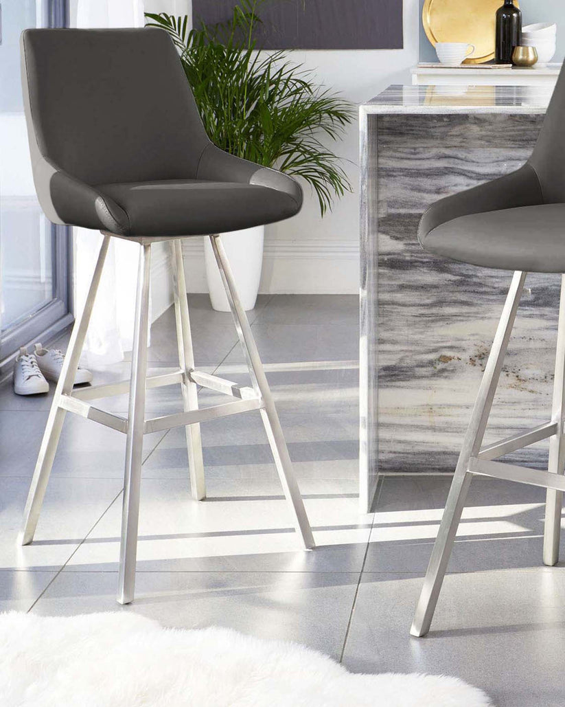 Theo Dark Grey Swivel Bar Stool by Danetti