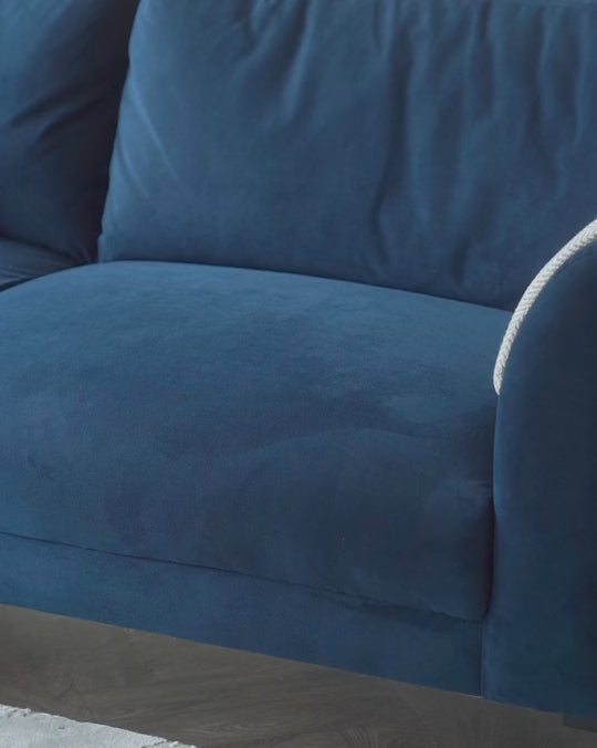 Matteo 2 Seater Navy Velvet Sofa by Danetti